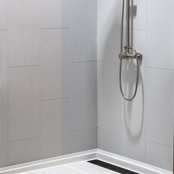 WoodBridge 75/96" H Solid Surface Shower & Tub Wall Panel, Surround, Quick Install, Cuttable, 0. ...